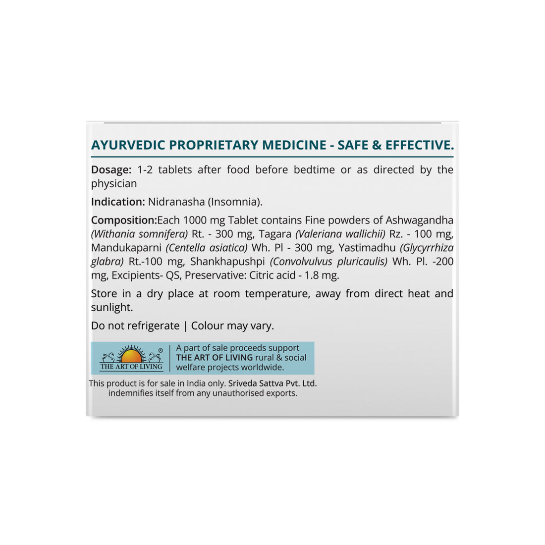 DEEP-SLP for Better Sleep, 100 Tabs | 1000 mg – Sri Sri Tattva