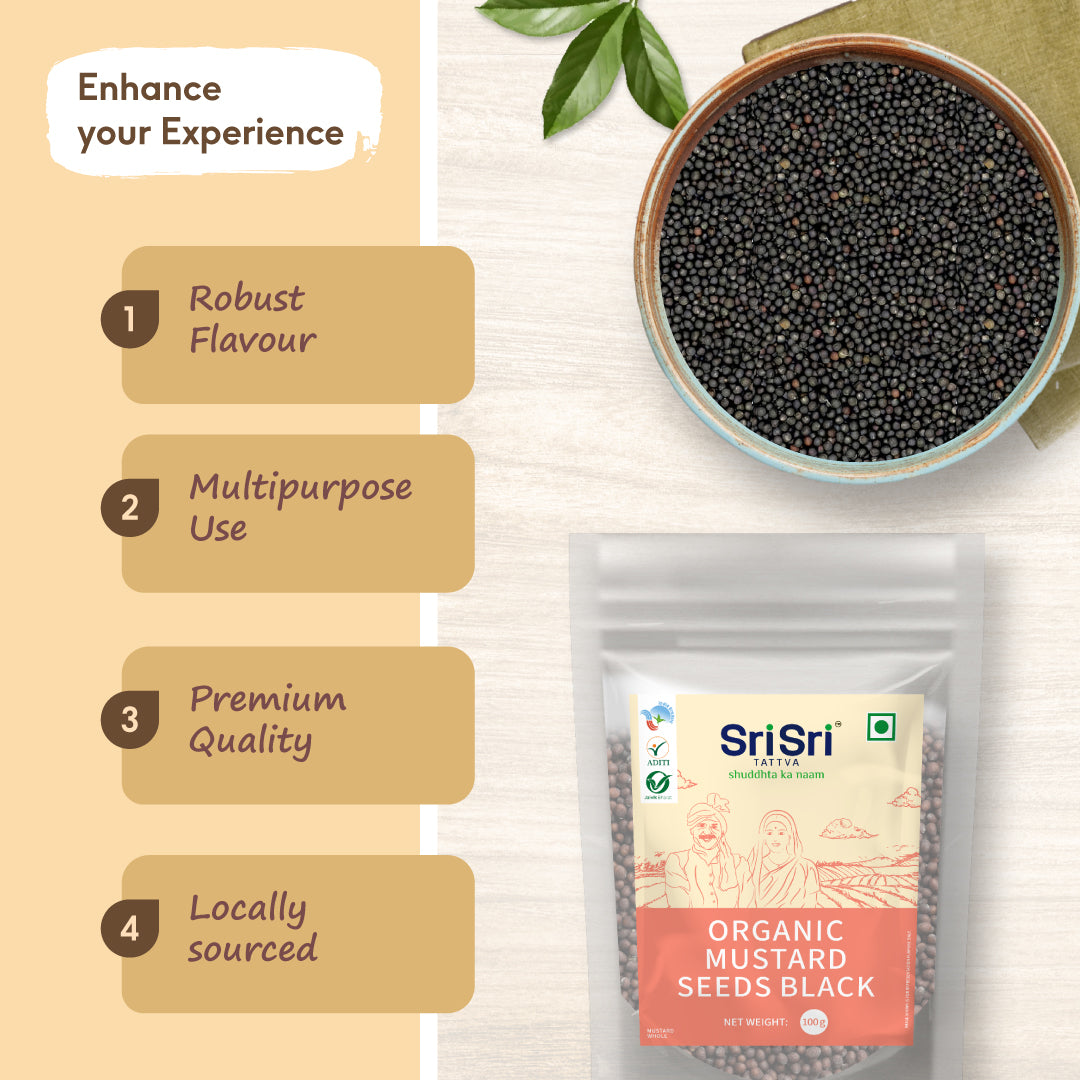 Organic Mustard Seeds Black (Rai), 100 g – Sri Sri Tattva