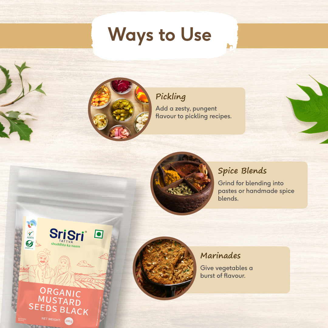 Organic Mustard Seeds Black (Rai), 100 g – Sri Sri Tattva