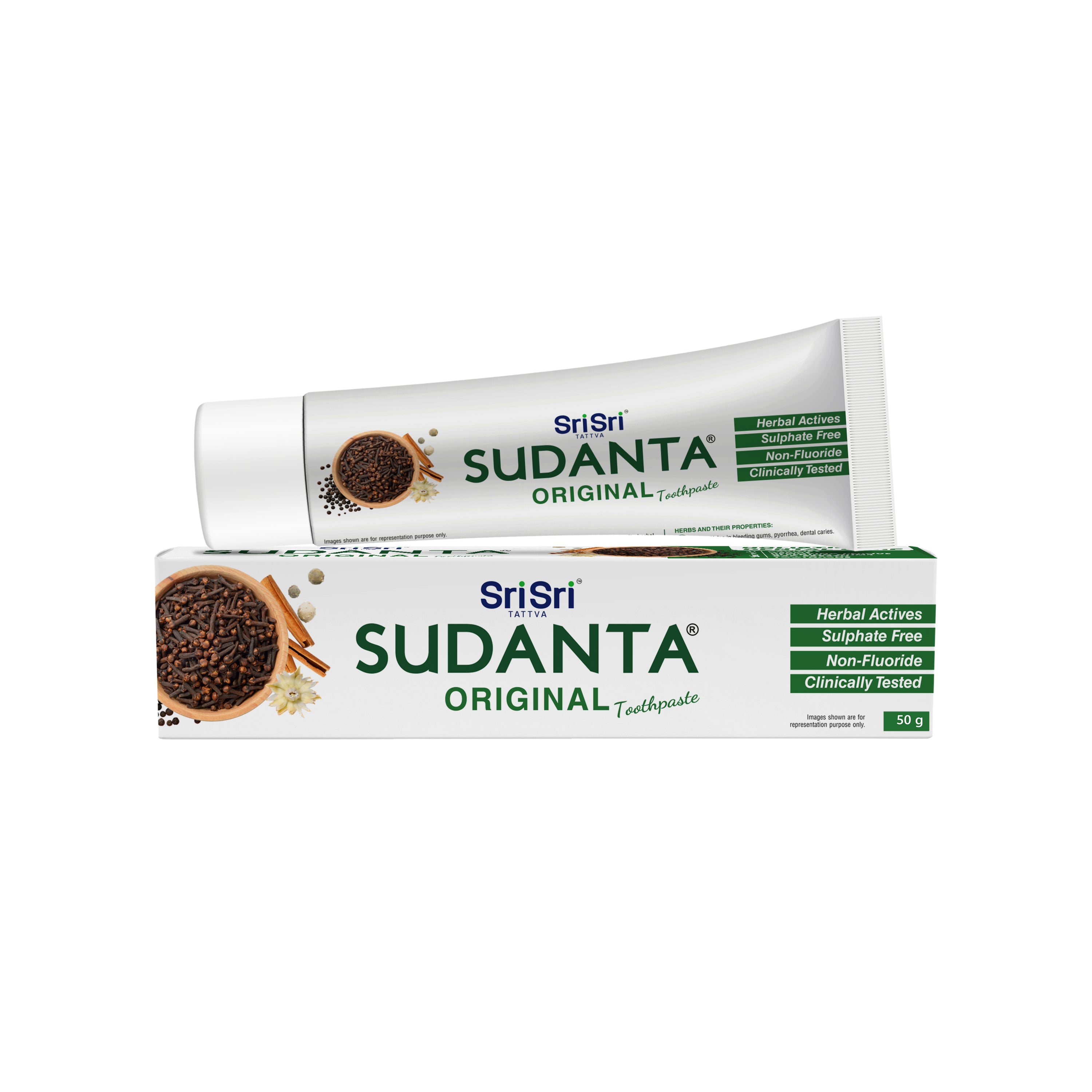 Sudanta Toothpaste - Non - Fluoride - 100% Vegetarian 50g – Sri Sri Tattva