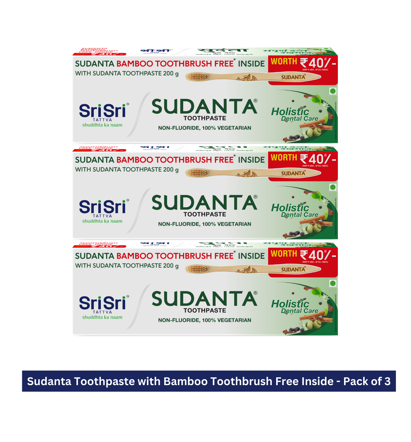 Sudanta Toothpaste - Non - Fluoride - 100% Vegetarian 200g - Pack of 3 ...