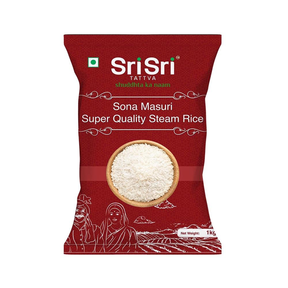 Sona Masuri Super Quality Steam Rice, 1 kg – Sri Sri Tattva