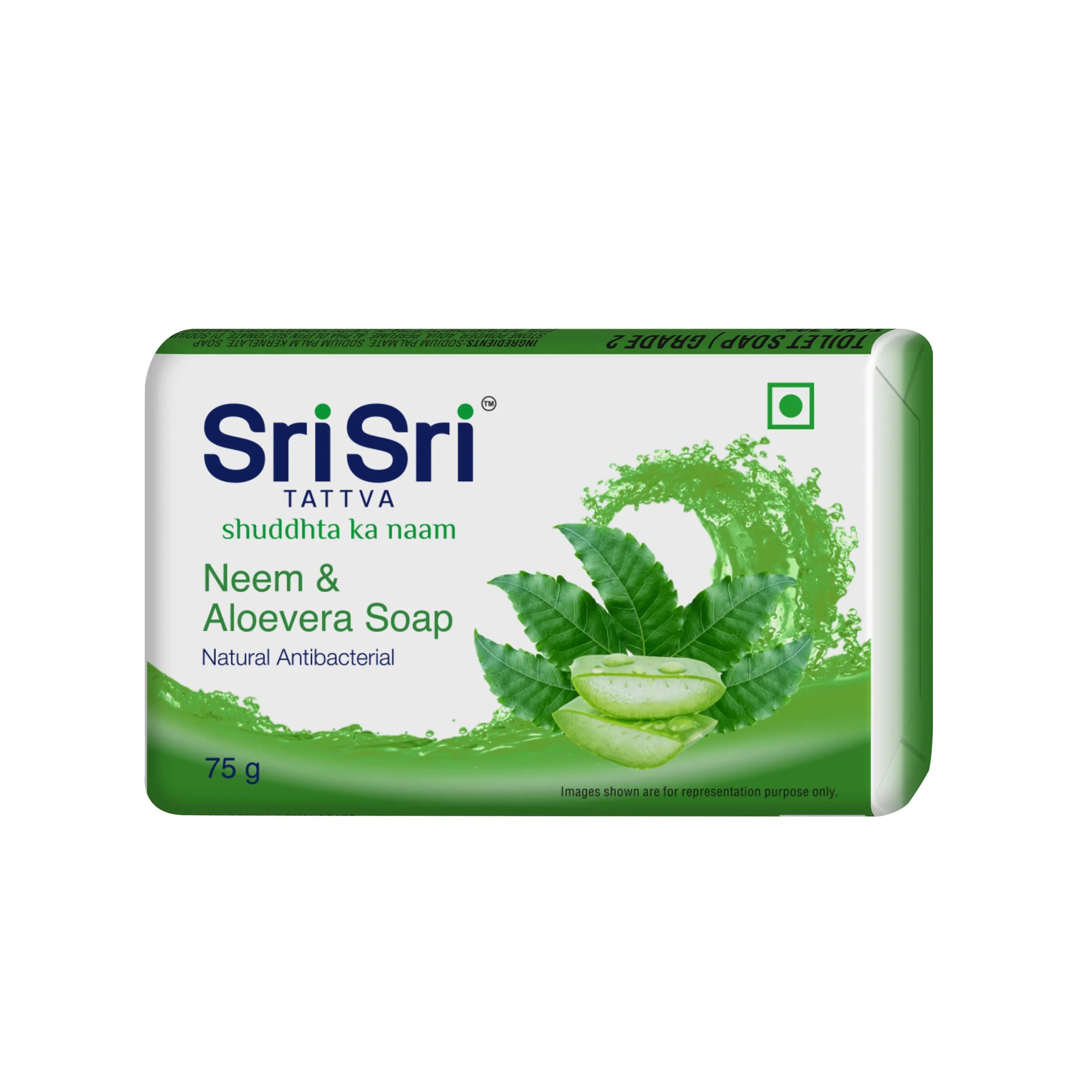 Ayurvedic Neem & AloeVera Soap [Buy 3 Get 1 Free] , 75gm Each | Sri Sri ...